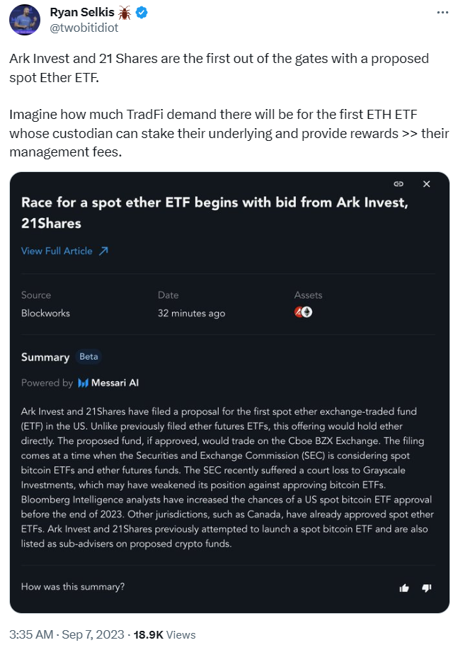 [Xangle] 진격의 크립토! 아크인베스트, 21쉐어즈 이더리움 현물 ETF 신청 📁