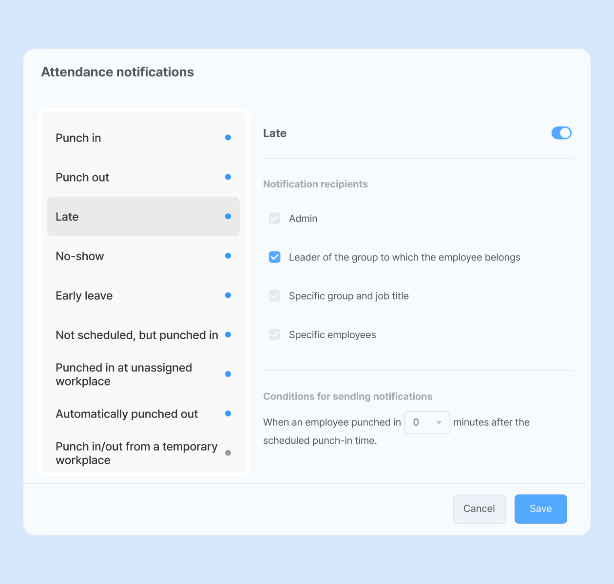[Shopl] Update: Attendance Notifications & Reason Input for Abnormal Cases