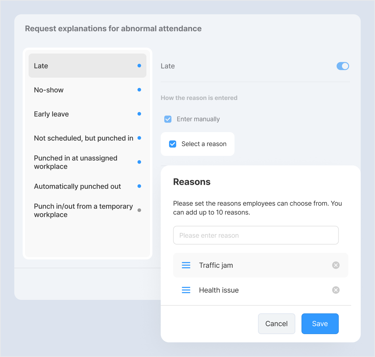 [Shopl] Update: Attendance Notifications & Reason Input for Abnormal Cases