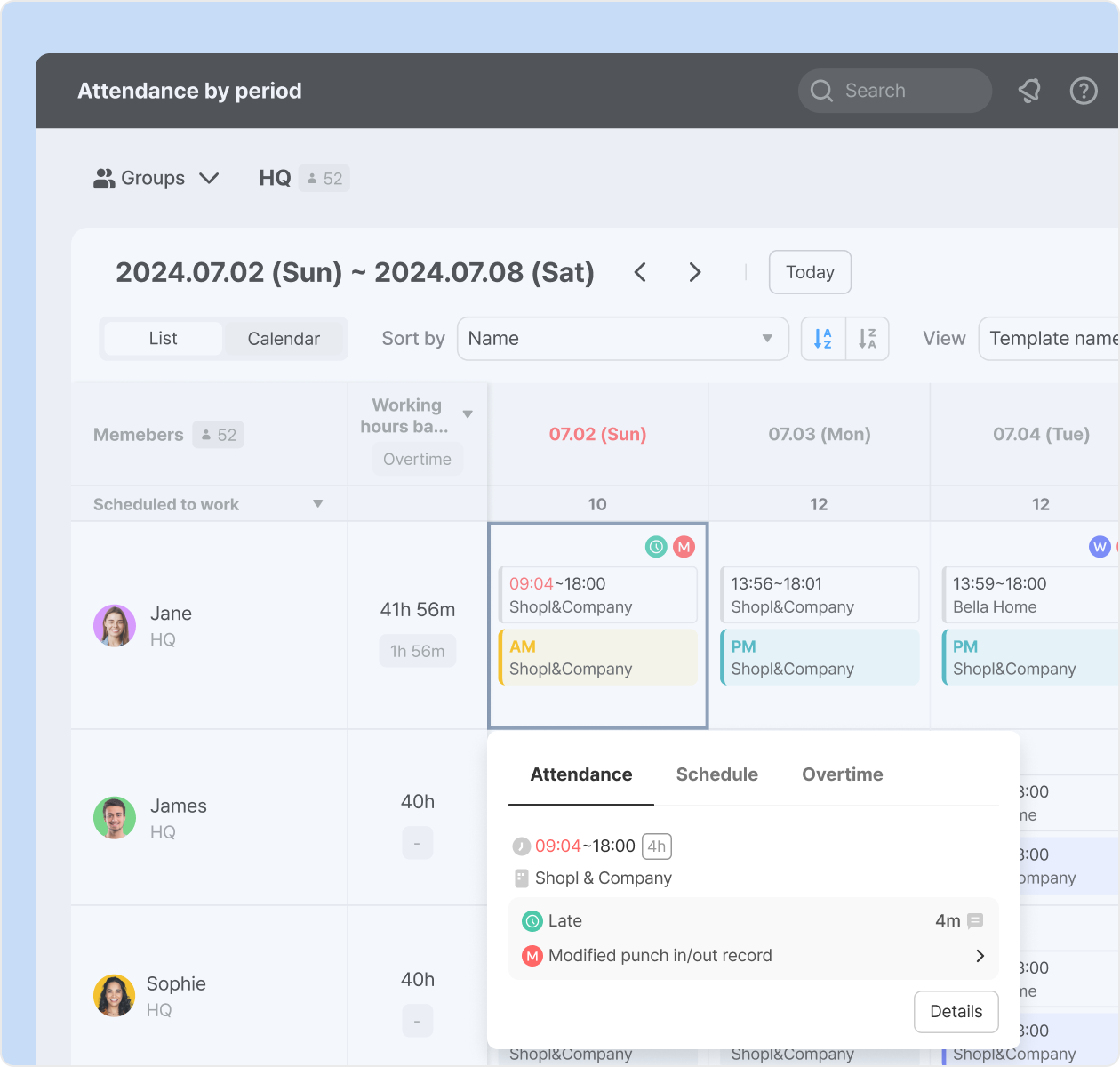 [Shopl] Update: Enhanced usability for Schedule & Attendance tracking